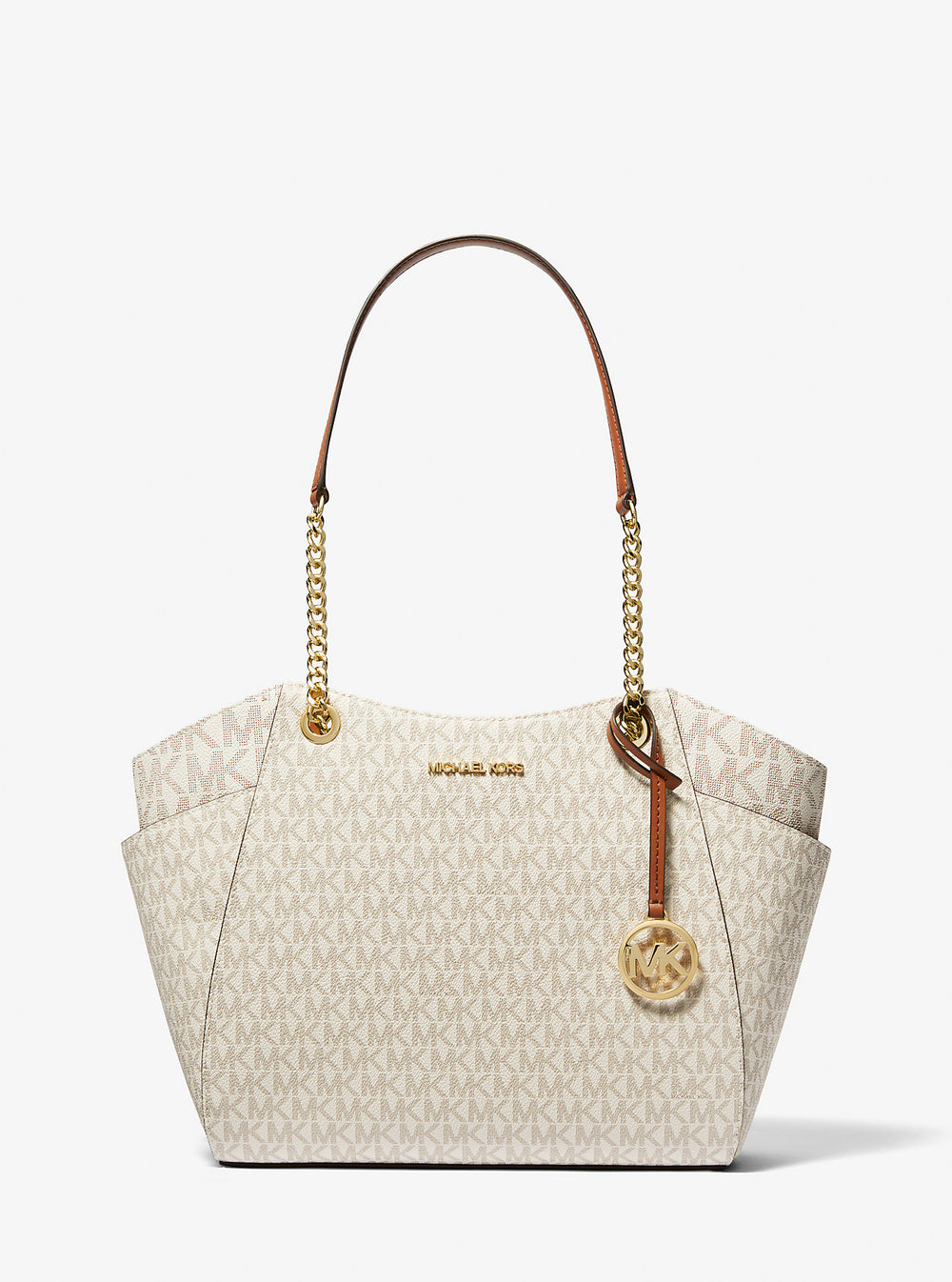 Jet Set Large Two Tone Signature Logo Shoulder Bag